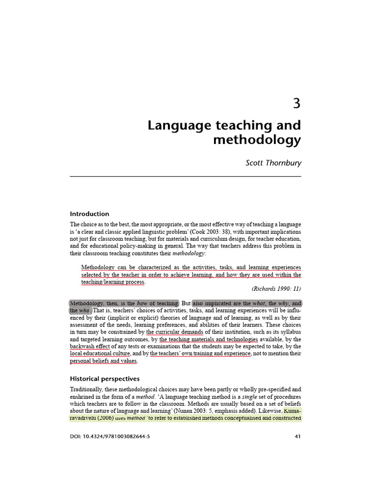 Chapter 3 Language Teaching and Metdodology | PDF | Methodology | English As A Second Or Foreign ...