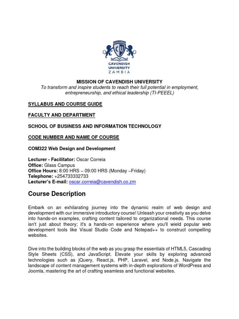 Course Description | PDF | J Query | World Wide Web