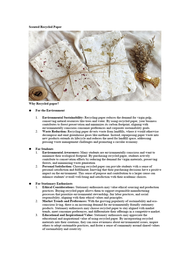 Scented Recycled Paper | PDF | Recycling | Sustainability