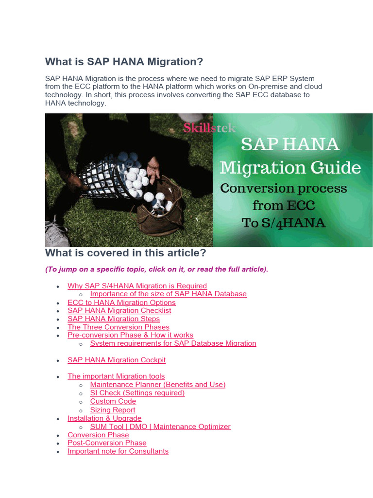 What Is Sap Hana Migration Pdf Databases Cloud Computing