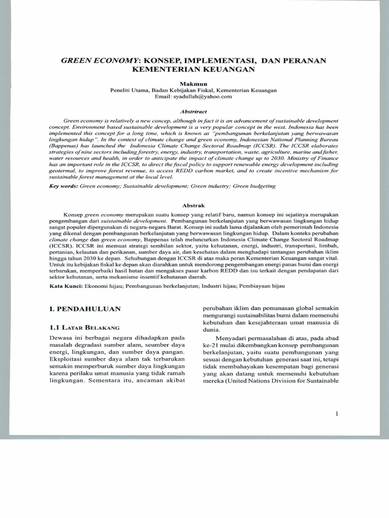 ID Green Economy Konsep Impelentasi Dan Per | PDF