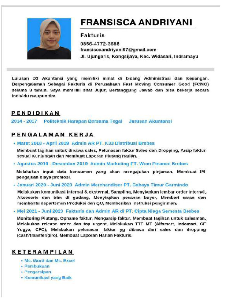 Fransisca Andriyani CV - Compressed | PDF