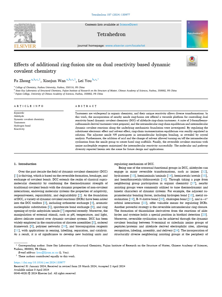 Effects Of Additional Ring Fusion Site On Dual Reactivity Based 2024