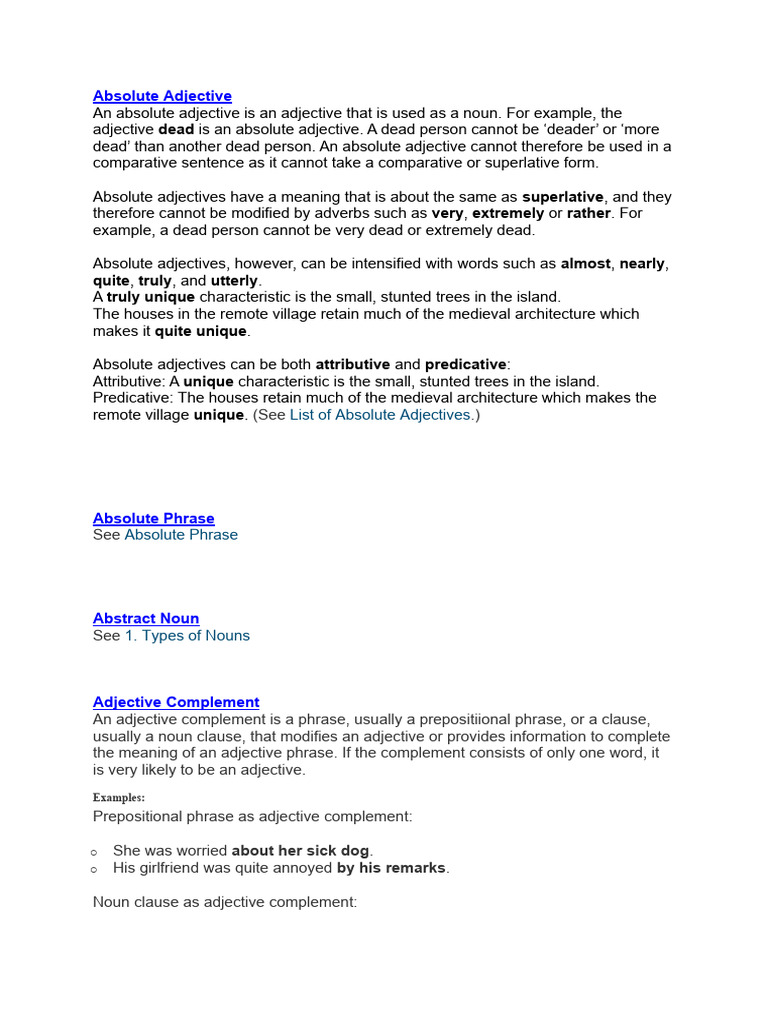 Absolute Adjective | PDF | Adverb | Adjective