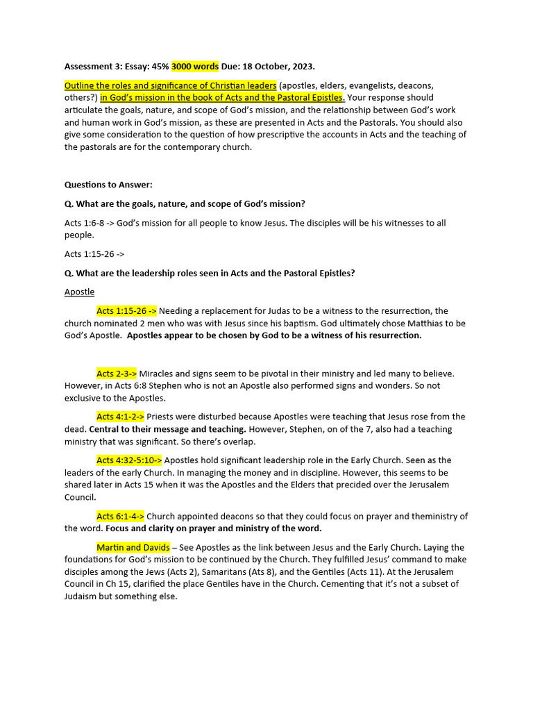 Essay Plan | Download Free PDF | Acts Of The Apostles | Jesus