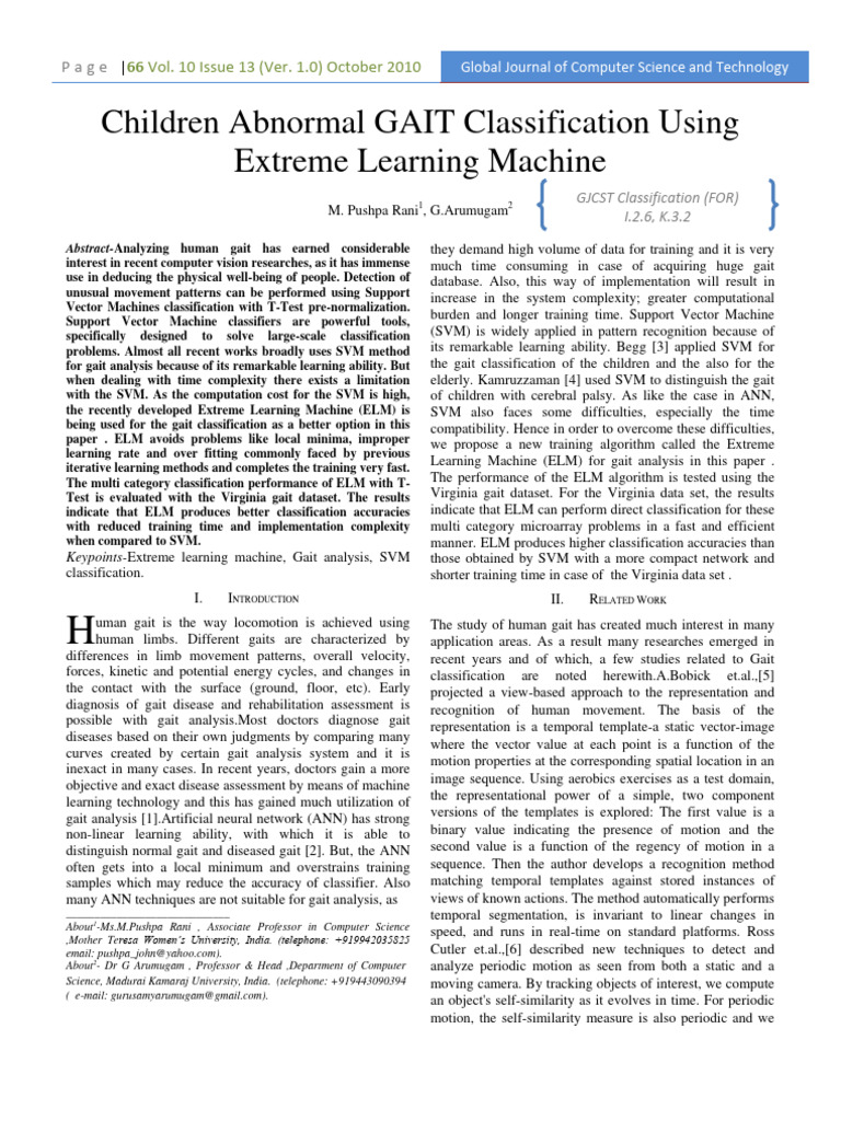 Gait | PDF | Support Vector Machine | Statistical Classification
