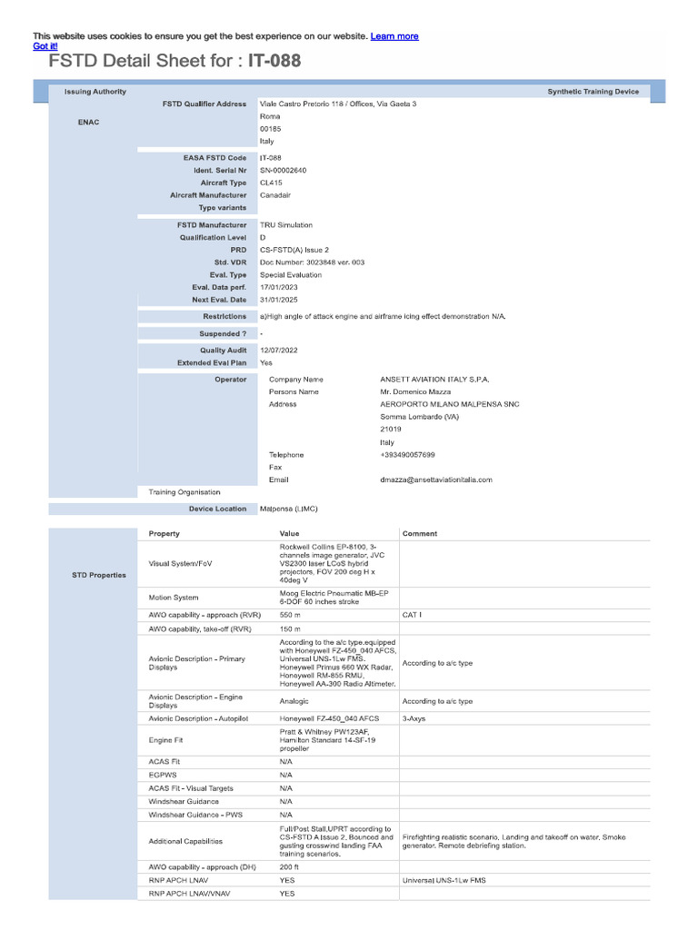 CL415 Sim Certificate | PDF