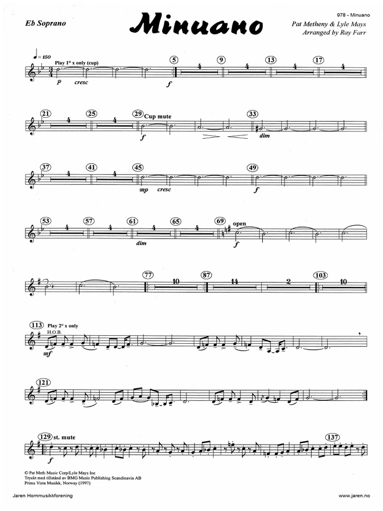 978 - Minuano - Pat Metheny-Lyle Mays - Arr. Ray Farr - A4 | PDF