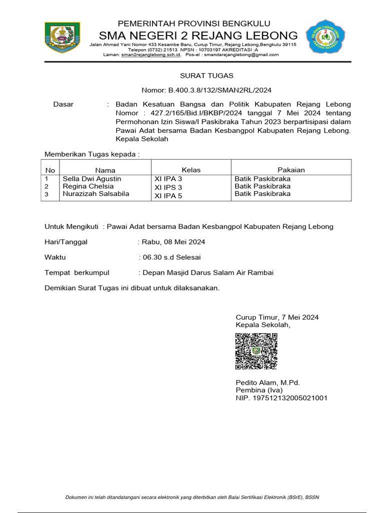 Surat Tugas Paskib Pawai | PDF