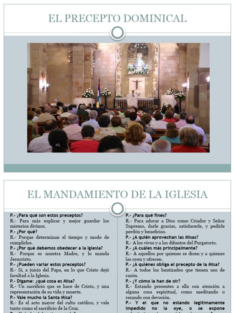 Obligaciones del Precepto Dominical | PDF | eucaristía | Iglesia Católica