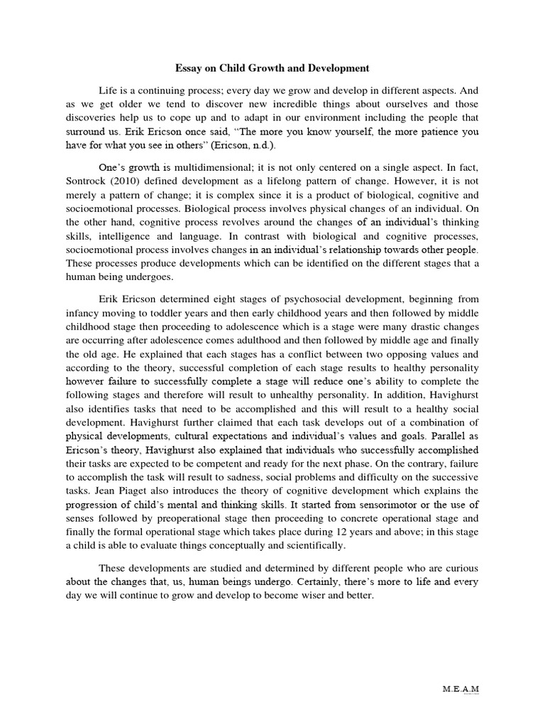 Essay On Child Growth and Development | PDF | Neuroscience ...