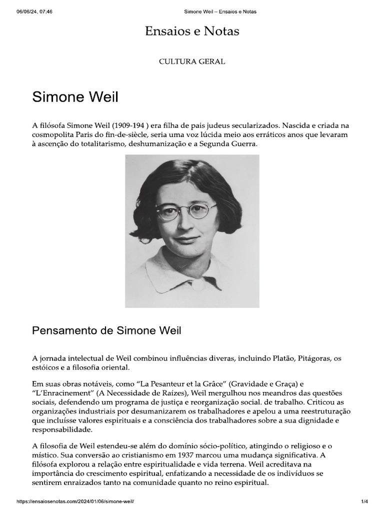 Artigo - Simone Weil | PDF