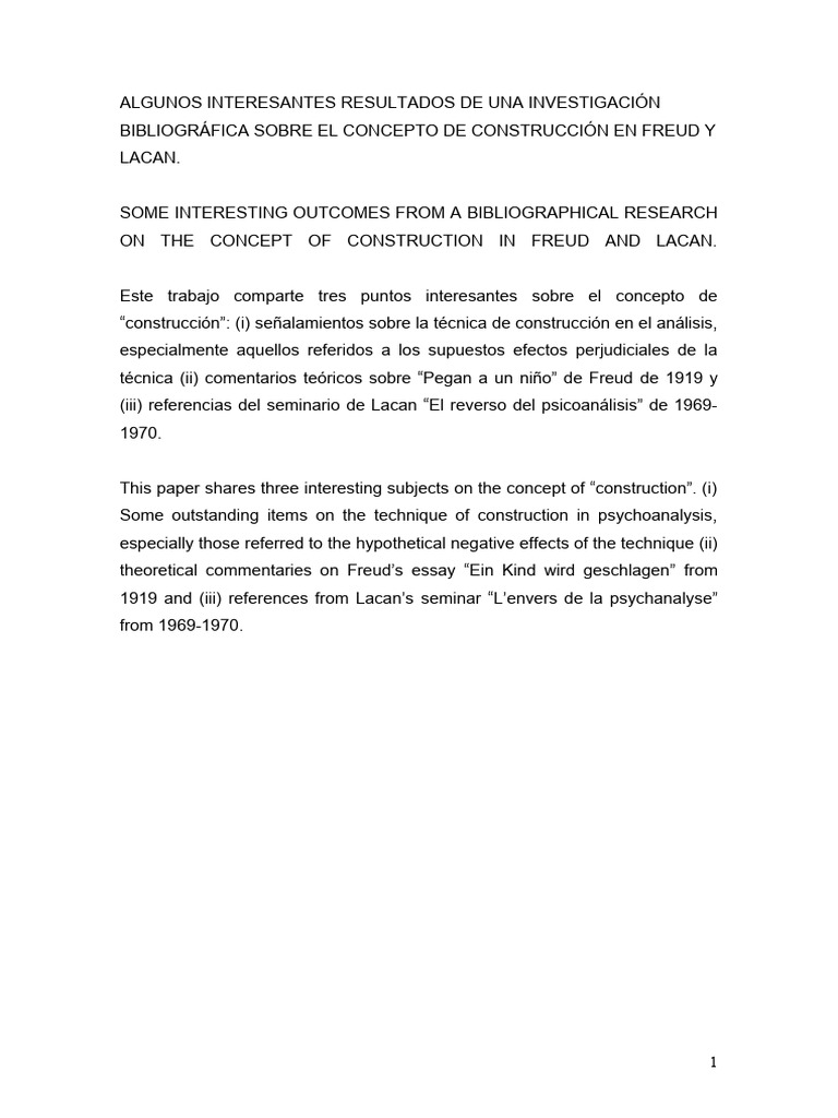 La Construccion en Psicoanalisis Comenta | PDF | Jacques Lacan ...