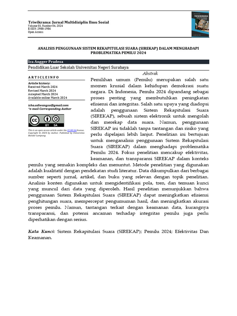 Analisis Penggunaan Sirekap Dalam Pemilu 2024 | PDF | Ilmu Sosial | Komputer