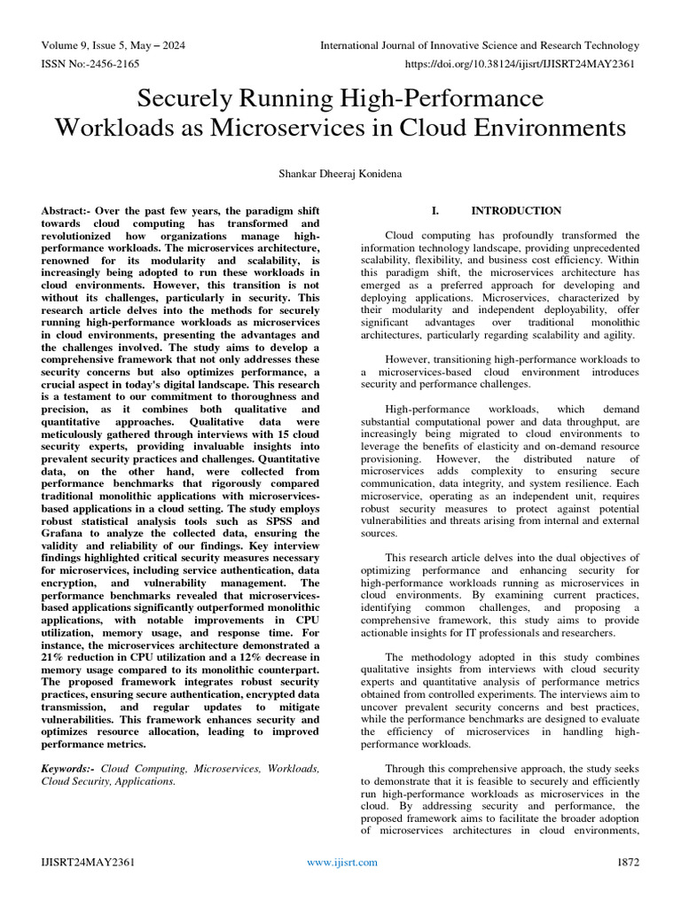 Securely Running High-Performance Workloads As Microservices in Cloud Environments | PDF | Cloud ...