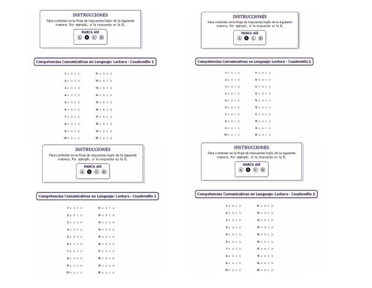 hoja de respuestas primer cuadernillo 9° 1p. | PDF