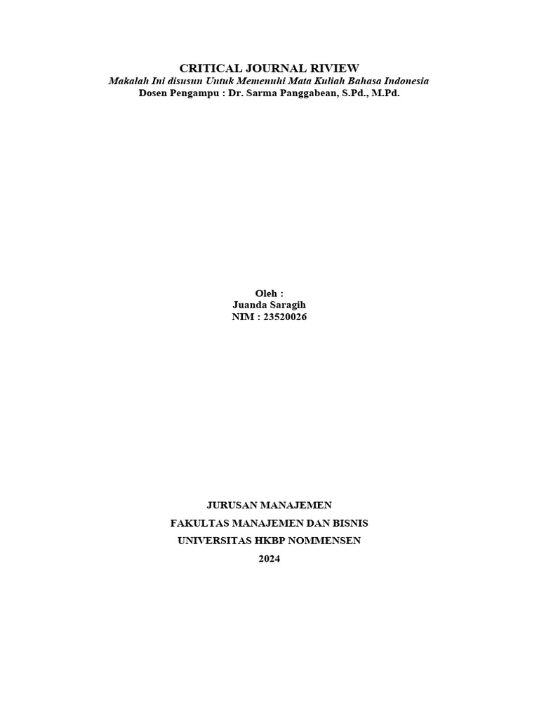 Critical Journal Riview | PDF