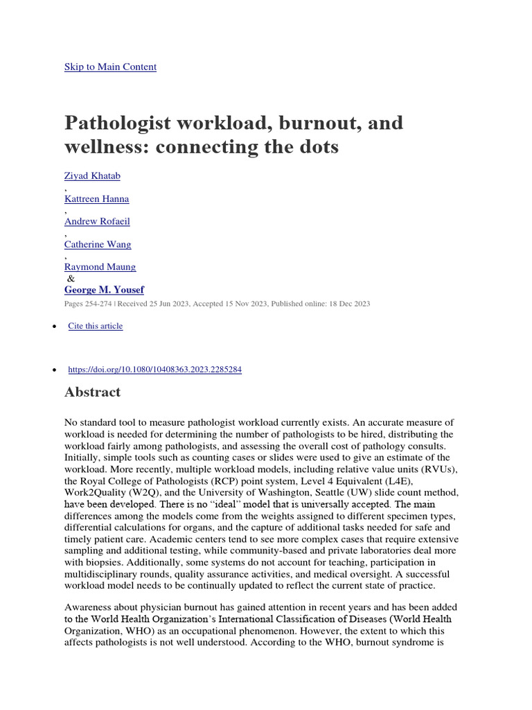 workload, burnout | PDF | Occupational Burnout | Pathology