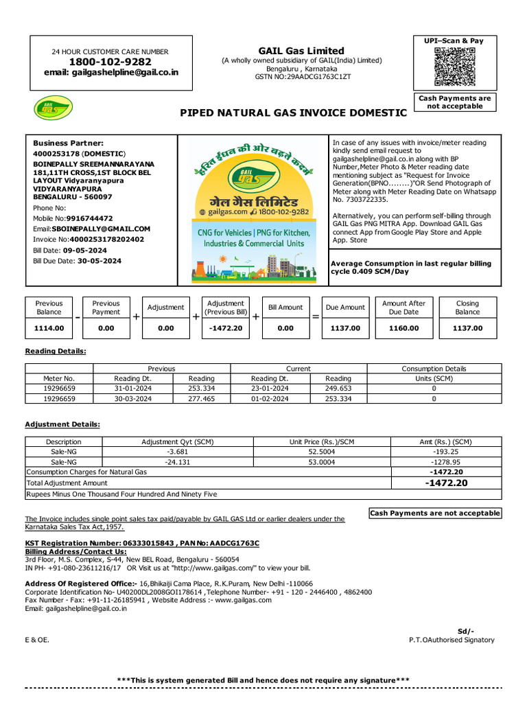 GAILGasInvoice 4000253178 10152852 | PDF | Liquefied Petroleum Gas | Cheque