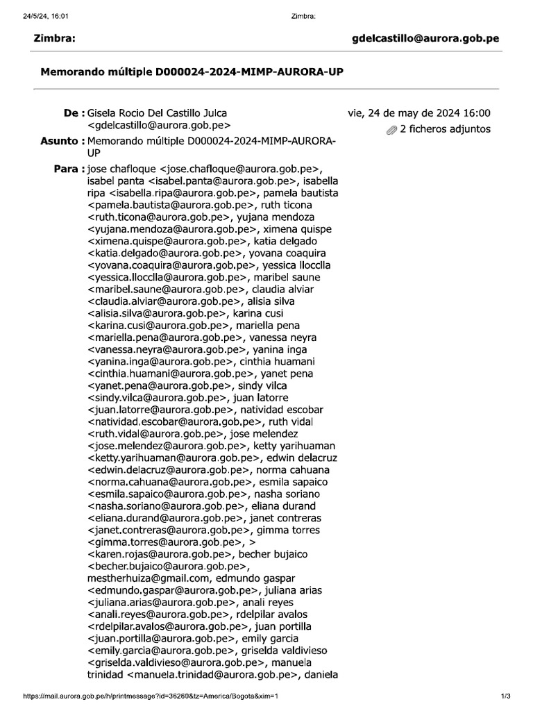 Correo memorando multiple 22 | PDF