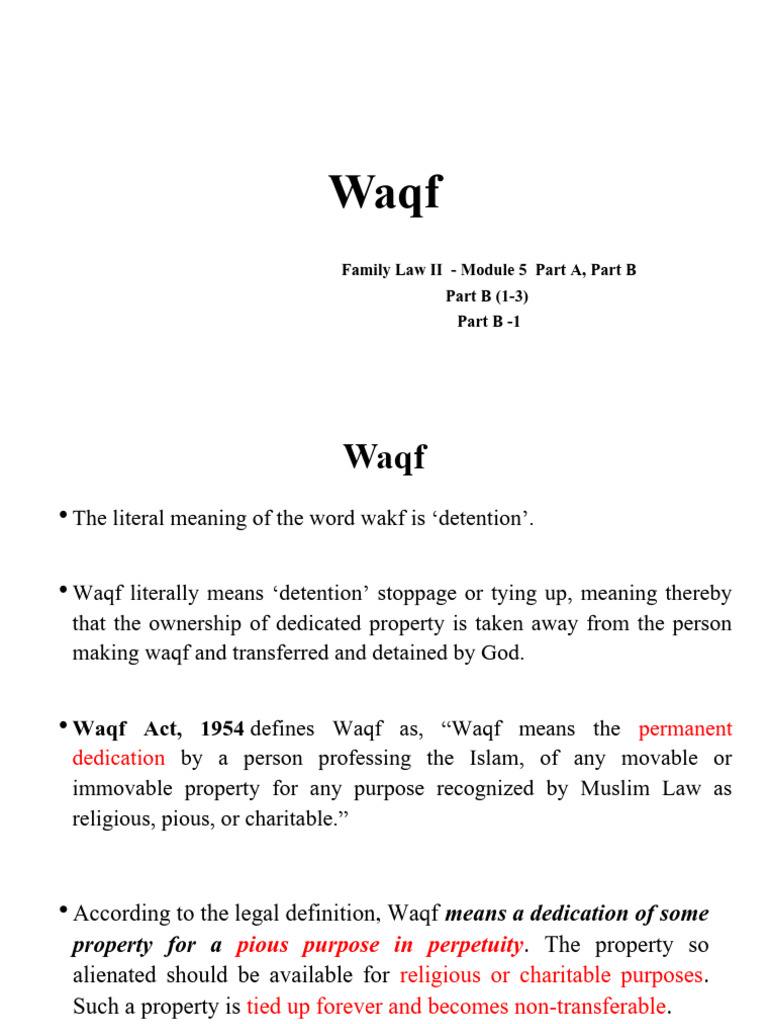 Understanding Waqf in Muslim Law | PDF | Private Law | Common Law