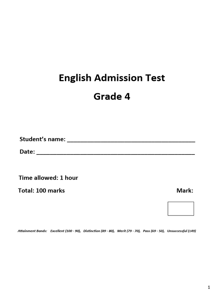 Grade 4 English Test | PDF