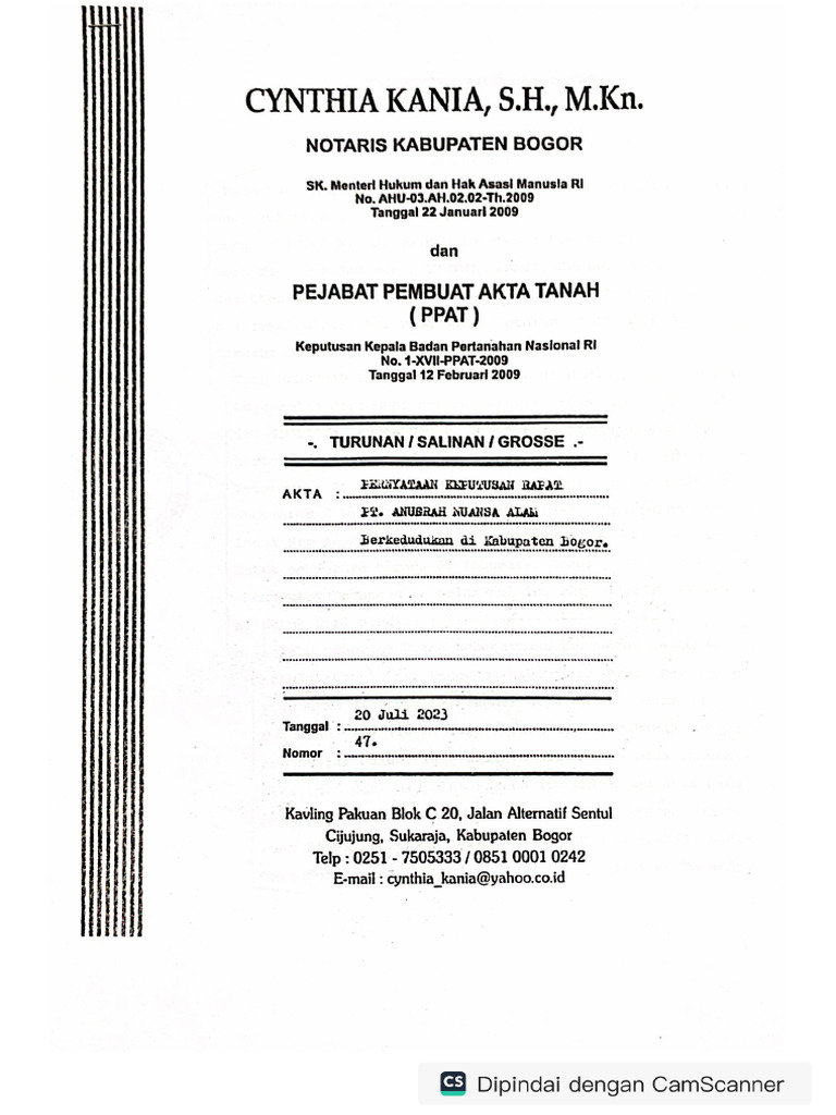 Akta PT Ana & Ahu 2023 | PDF