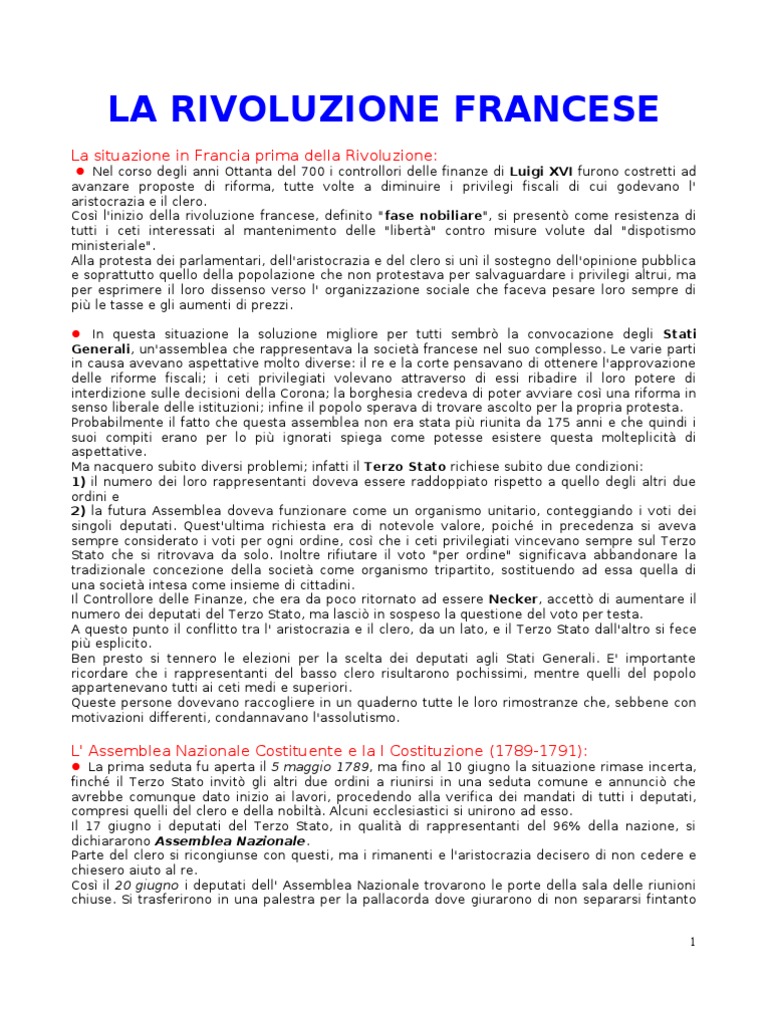 Rivoluzione francese: riassunto Rivoluzione francese: riassunto