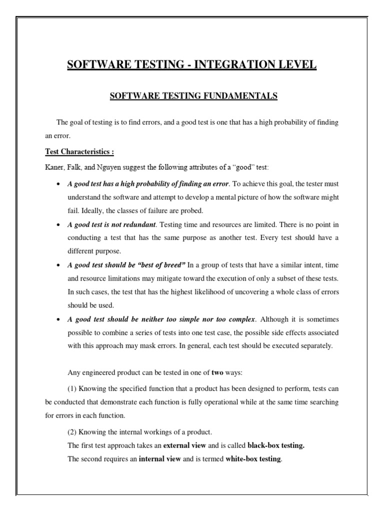 Unit 4 Software Testing - Integration Level | PDF | Software Testing ...