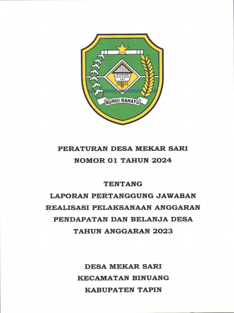 Perdes 01 2024 Realisasi 2023 | PDF