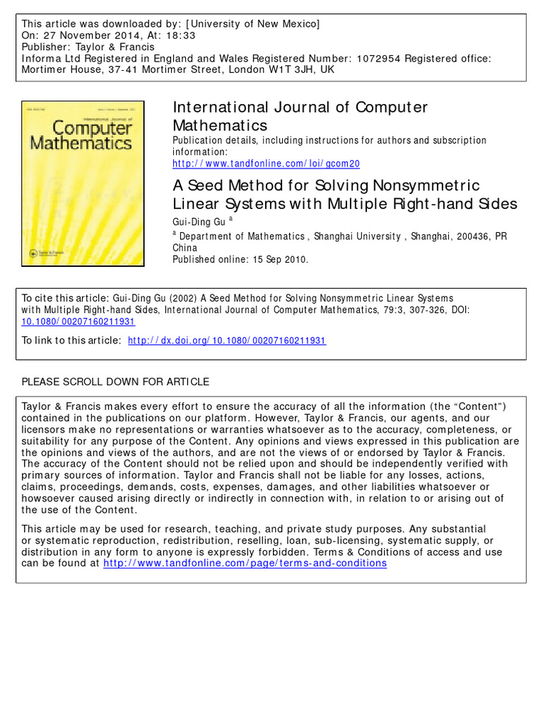 Seed System With Multiple RHS | PDF | Linear Algebra | Operator Theory Seed System With Multiple RHS | PDF | Linear Algebra | Operator Theory