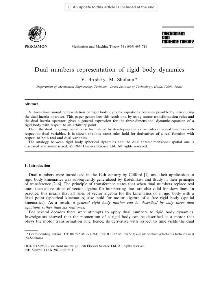 dual numbers | PDF | Velocity | Momentum