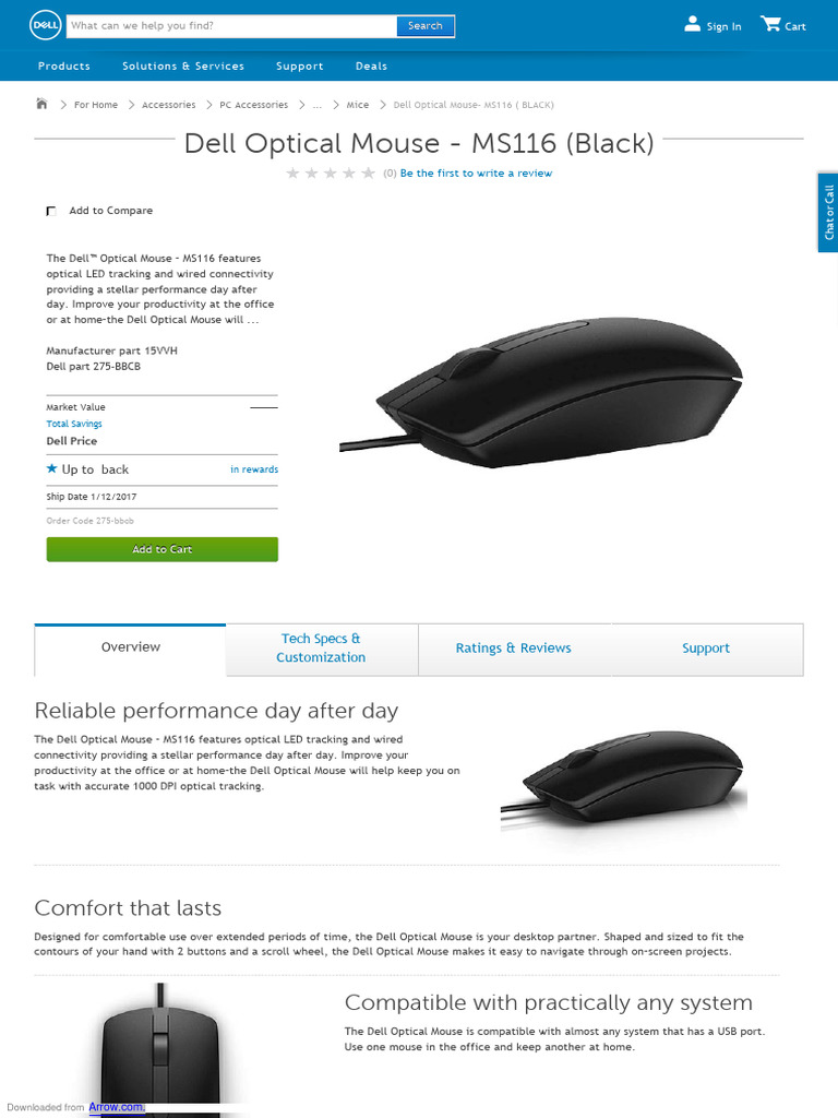 Mouse Dell ms116 Optical | PDF | Dell | Computing