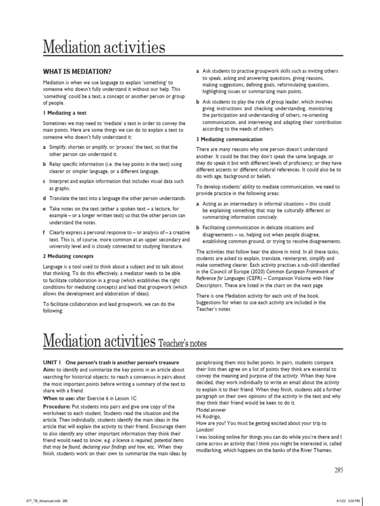 Voices Advanced Mediation Worksheets Teaching Notes | PDF | Internet Forum