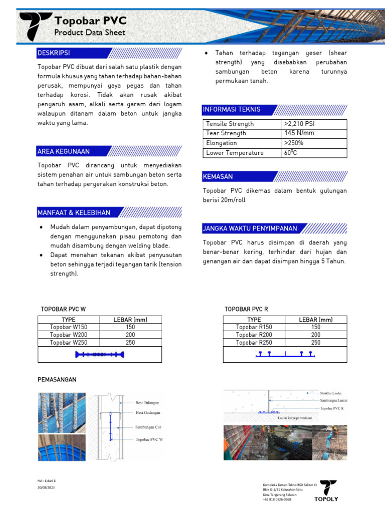 Topobar PVC: Solusi Tahan Air Beton | PDF