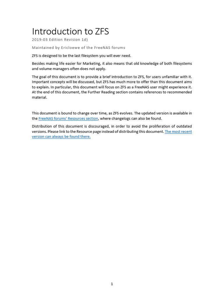 Introduction To ZFS R1d-1 | PDF | File System | Computer Data Storage