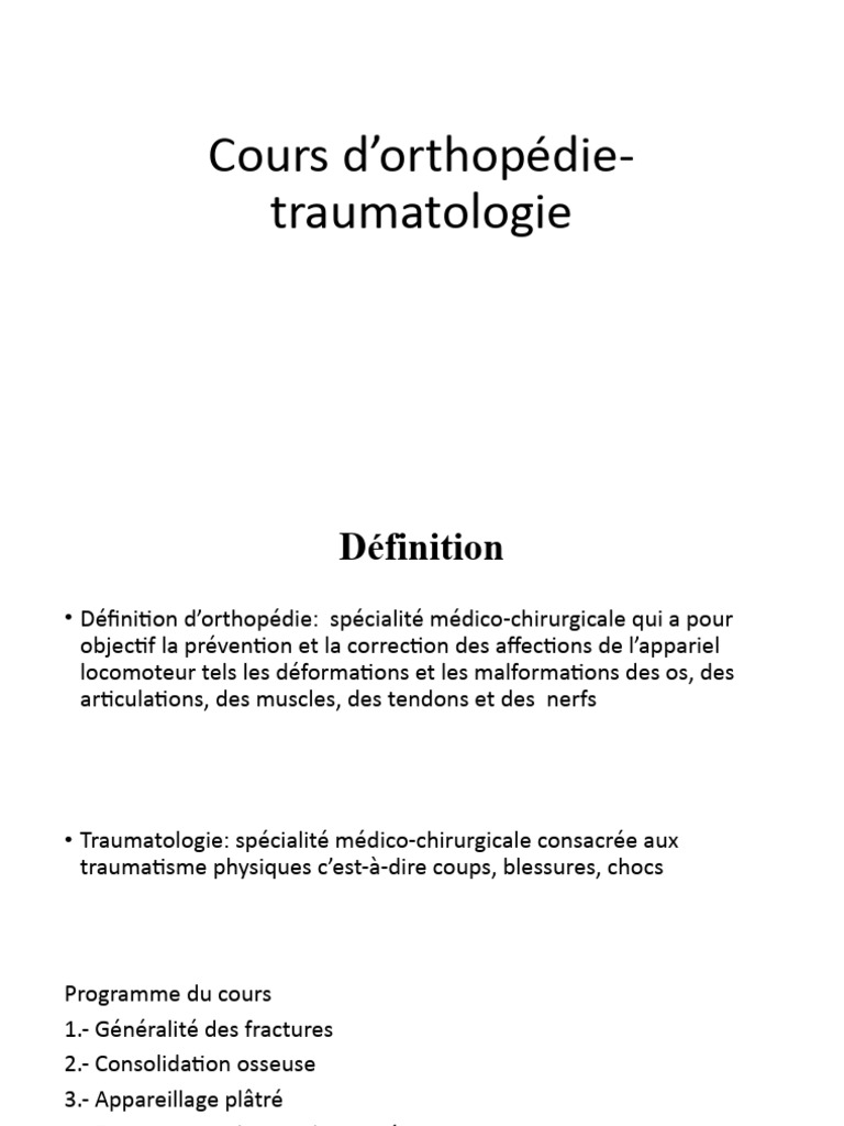 Cours d'Orthopédie et Traumatologie | PDF | Os | Appareil locomoteur