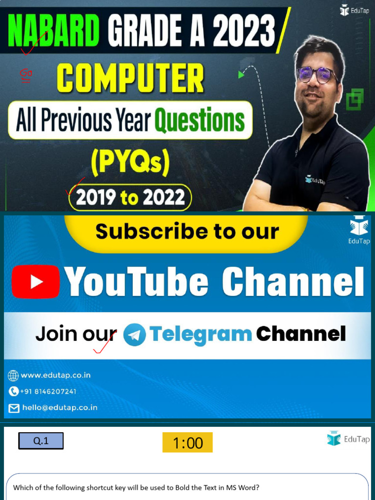 (NABARD GR A 2023 - Computer - Previous Year Questions | PDF | Hyperlink | Databases