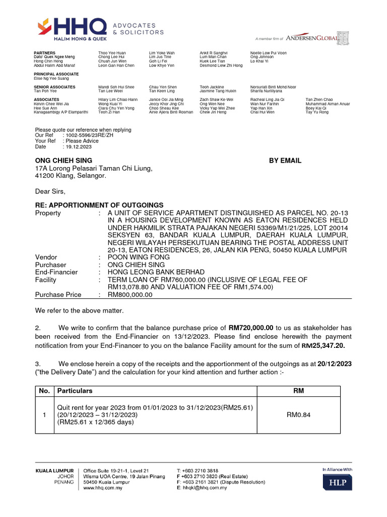 LTR of Apportionment-4 | PDF | Fee | Money