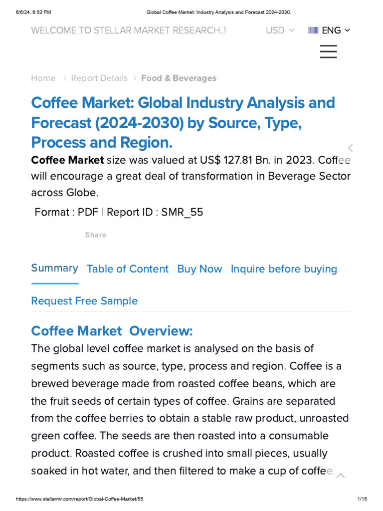 Global Coffee Market - Industry Analysis and Forecast 2024-2030 | PDF ...
