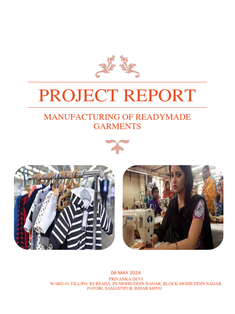 PMEGP Project Report: Readymade Garments | PDF | Depreciation | Clothing