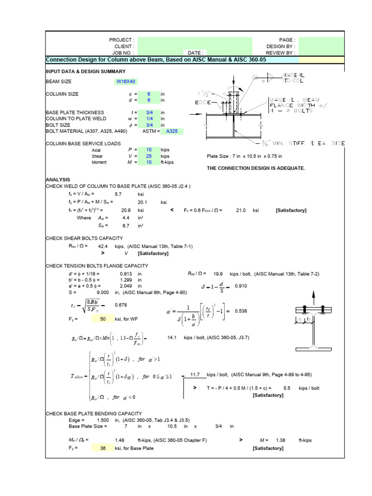 Connection Design for Column-Beam System | PDF | Screw | Beam (Structure)