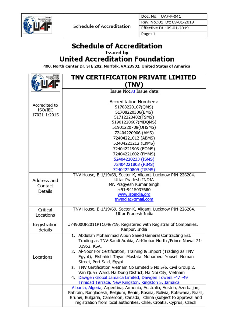 Accreditation Schedule TNV Issue 33 Draft | PDF | Medical Device ...
