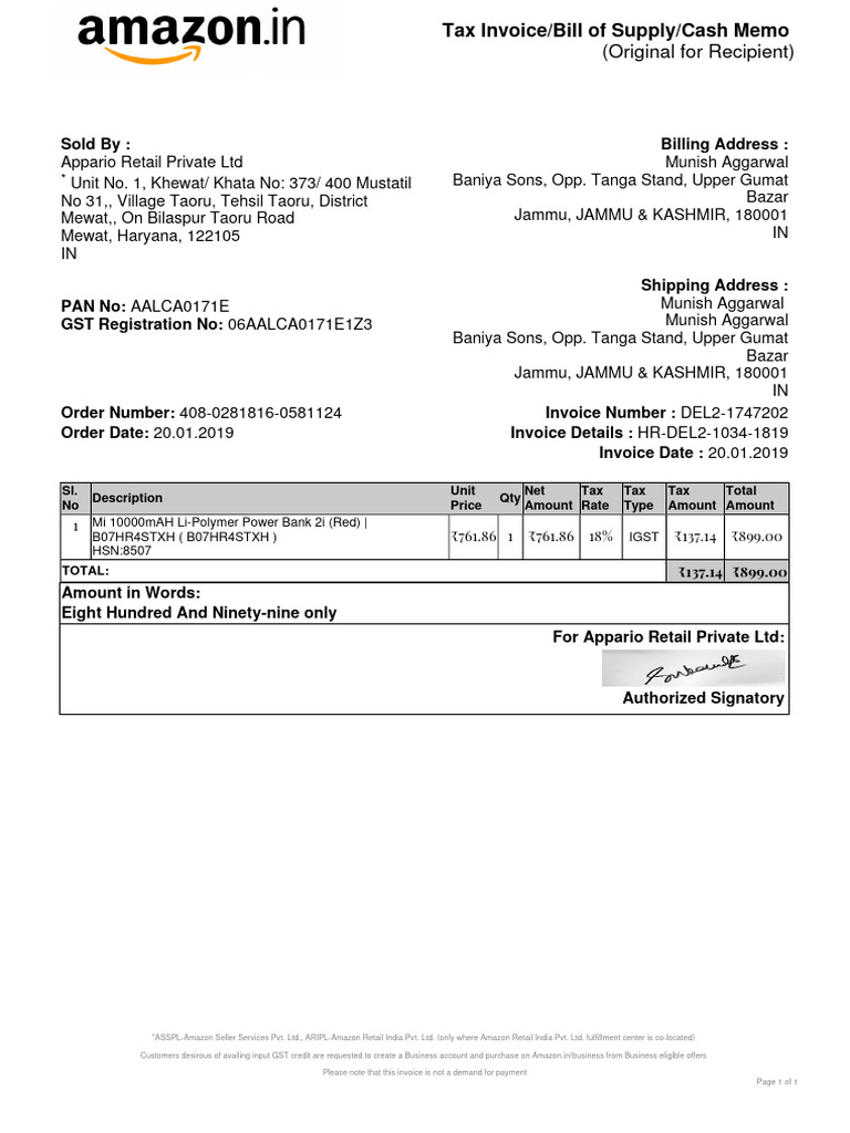 Invoice POWER BANK | PDF | Invoice | Taxes