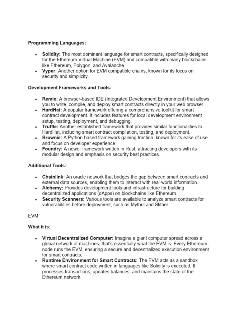 Tools Used For Smart Contract Development Pdf Software Development Computer Programming