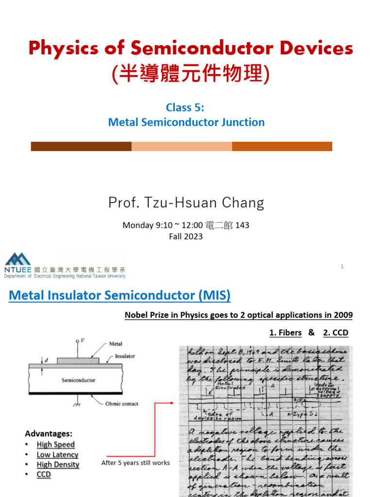 Physics of Semiconductor Devices Class 5 - 2023 - v1 | Download Free PDF | P–N Junction ...