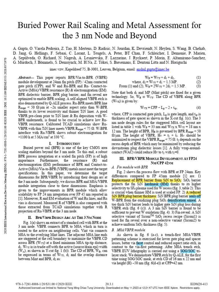 3nm Node Power Rail Scaling | PDF | Silicon Dioxide | Semiconductor Device Fabrication