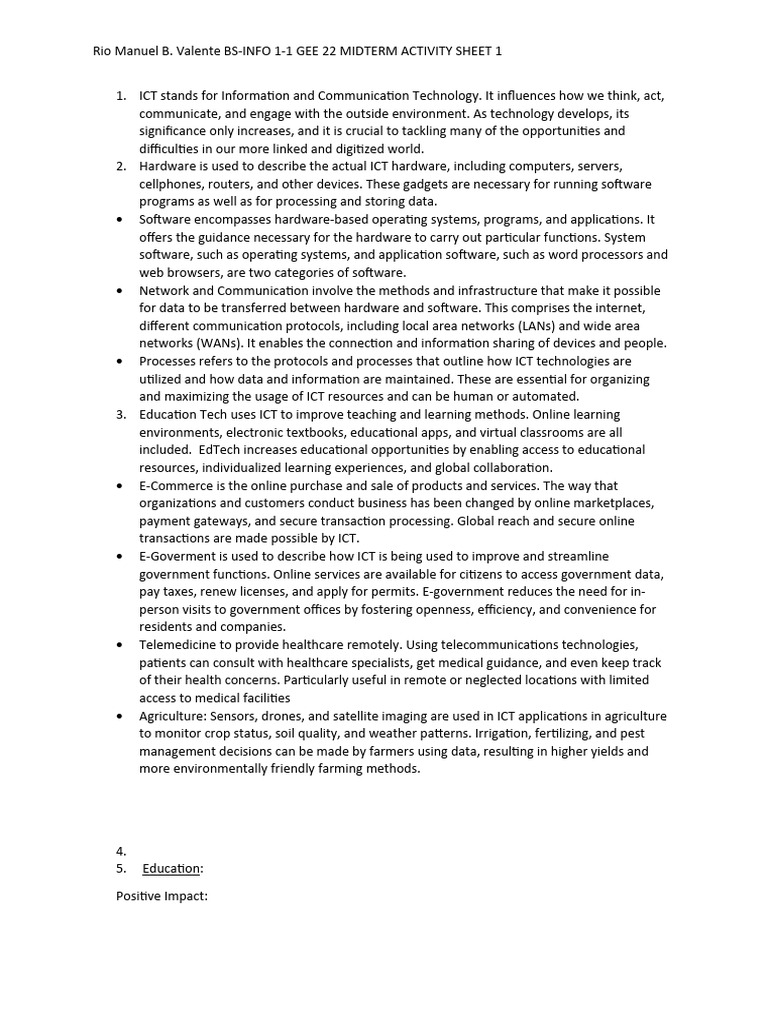 ICT Stands For Information and Communication Technology | PDF ...