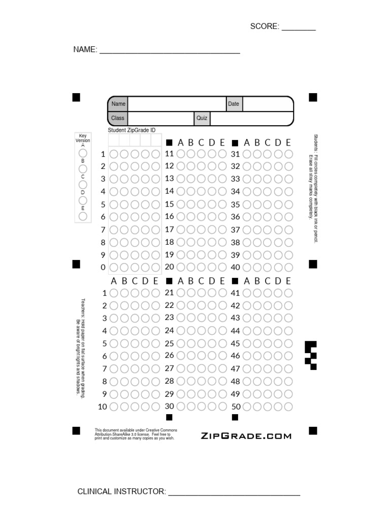 Zipgrade For 50 Items | PDF