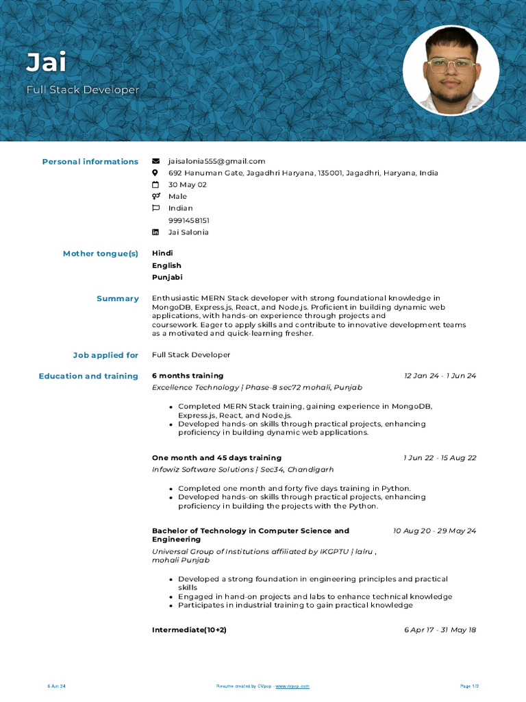 Jai Salonia | PDF | Bootstrap (Front End Framework) | Computer Programming